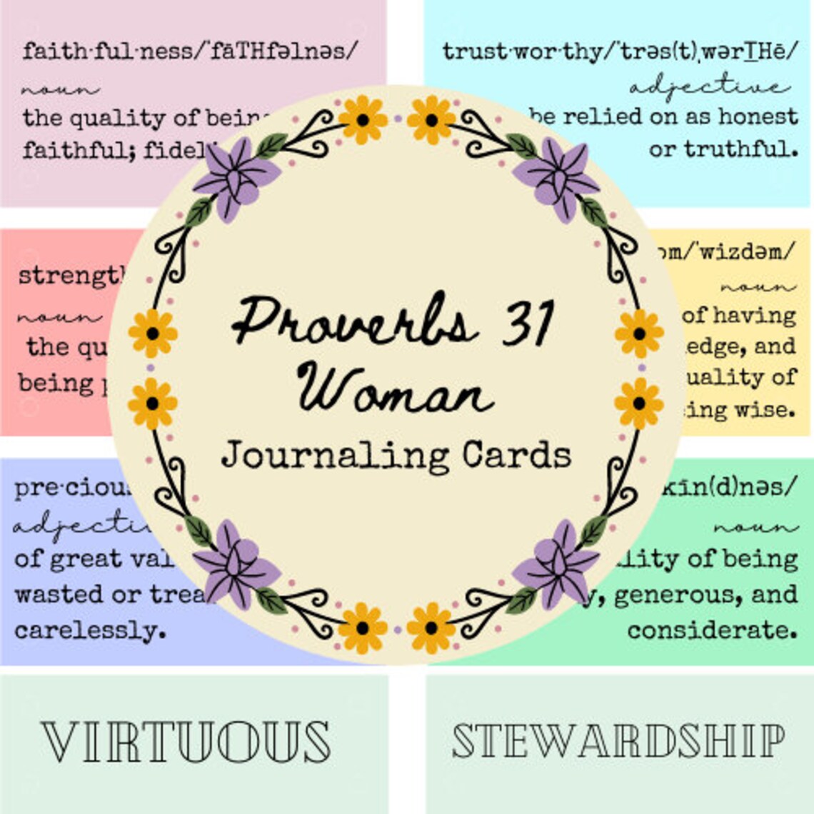 Proverbs 31 Bible Journaling Cards Spring Colors Etsy