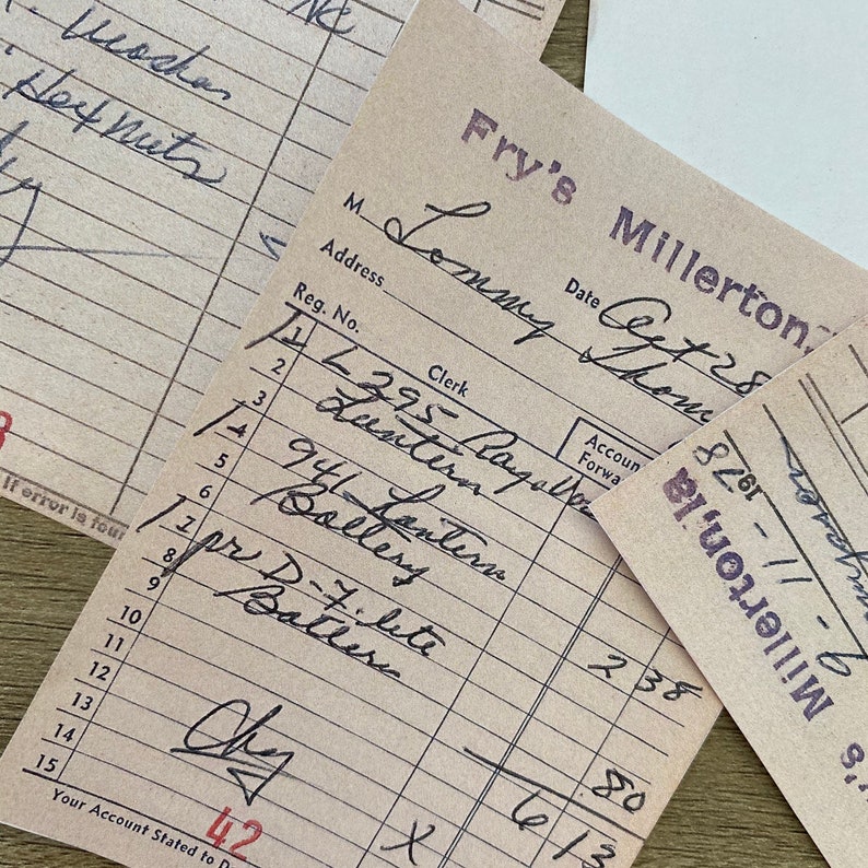 1970's Vintage Receipts - Etsy