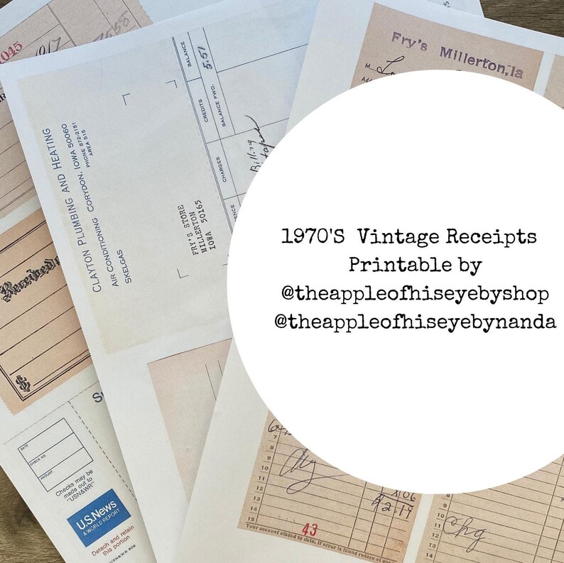 1970's Vintage Receipts - Etsy