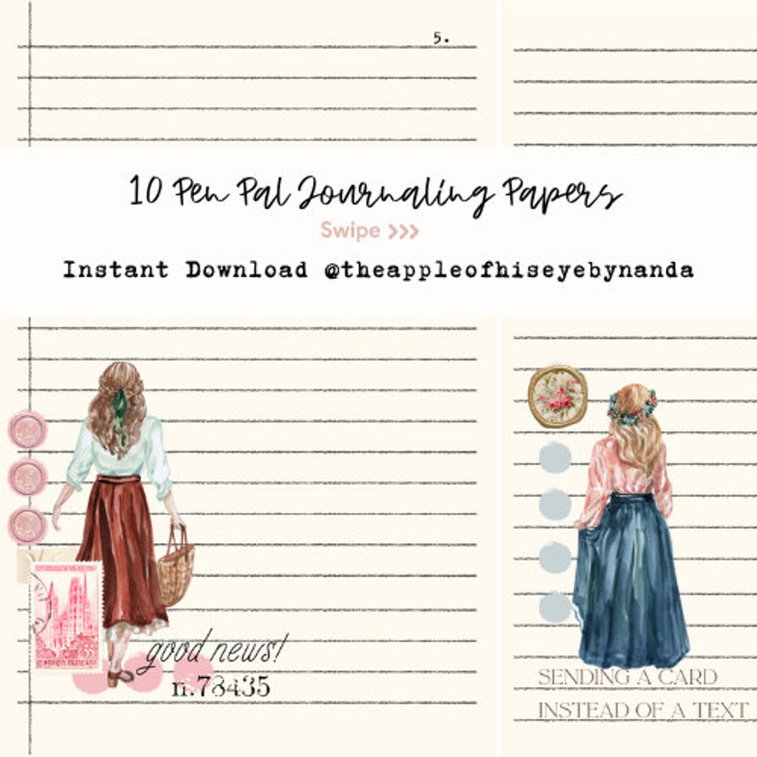 Penpal Journaling Papers|pen Pal Writing Papers | Digital Pen Pal ...