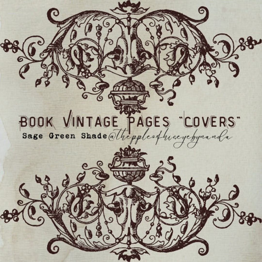 Book Vintage Pages "covers" Sage Green Shade/scrapbooking Paper ...