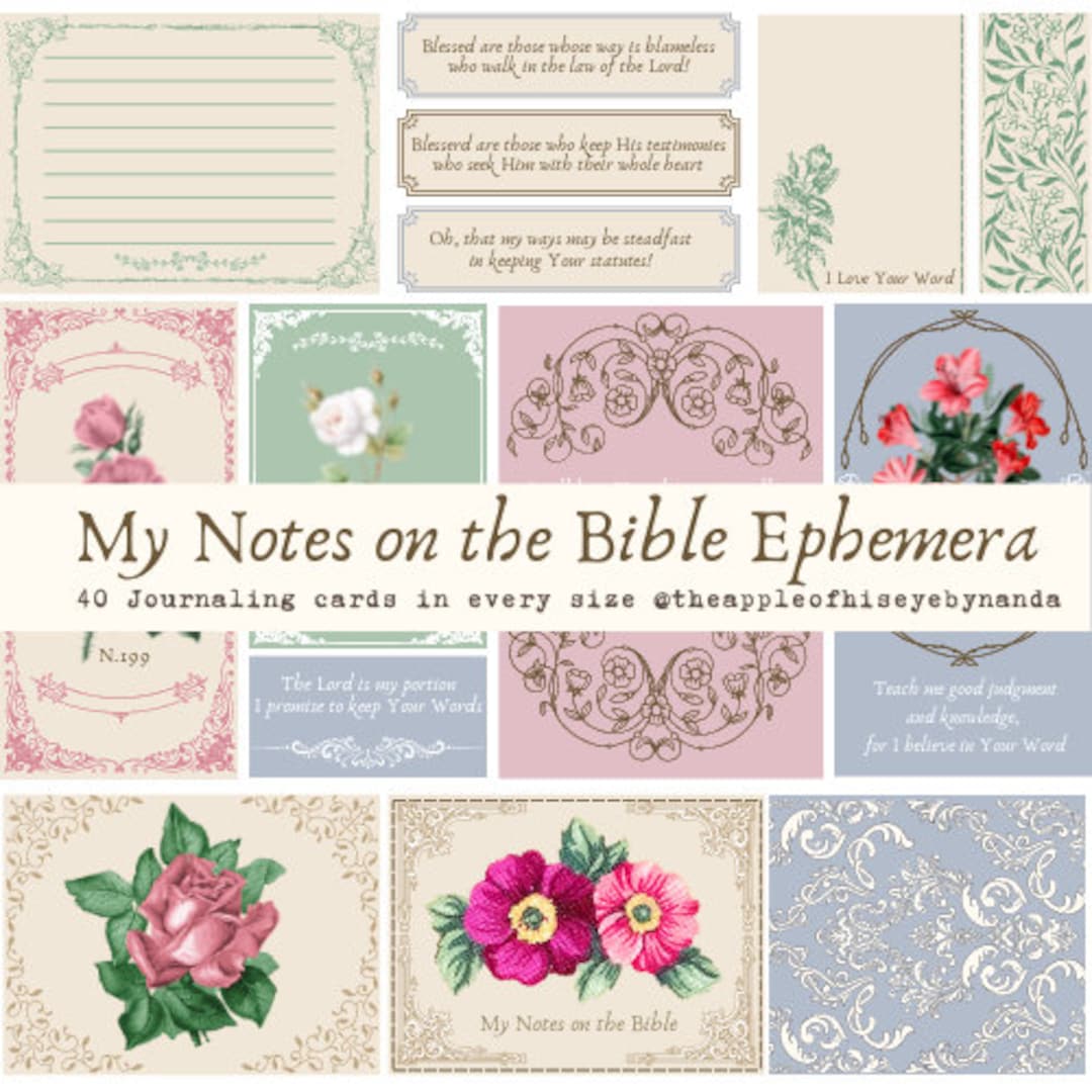 My Notes on the Bible Ephemera,bible Journaling Cards, Journaling Cards ...