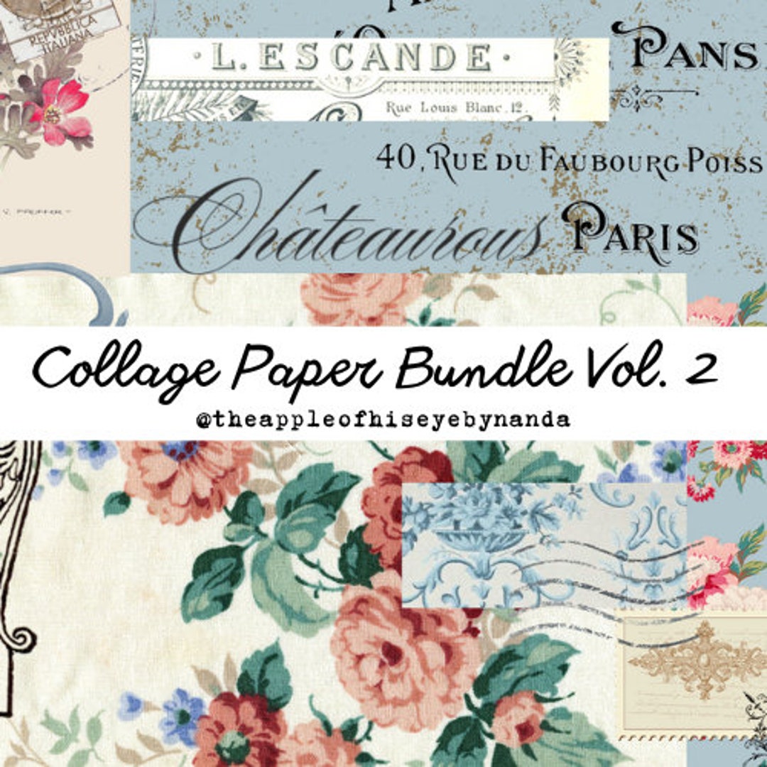 Collage Paper Bundle Vol. 2/ Scrapbooking Paper/ Vintage Paper/junk ...