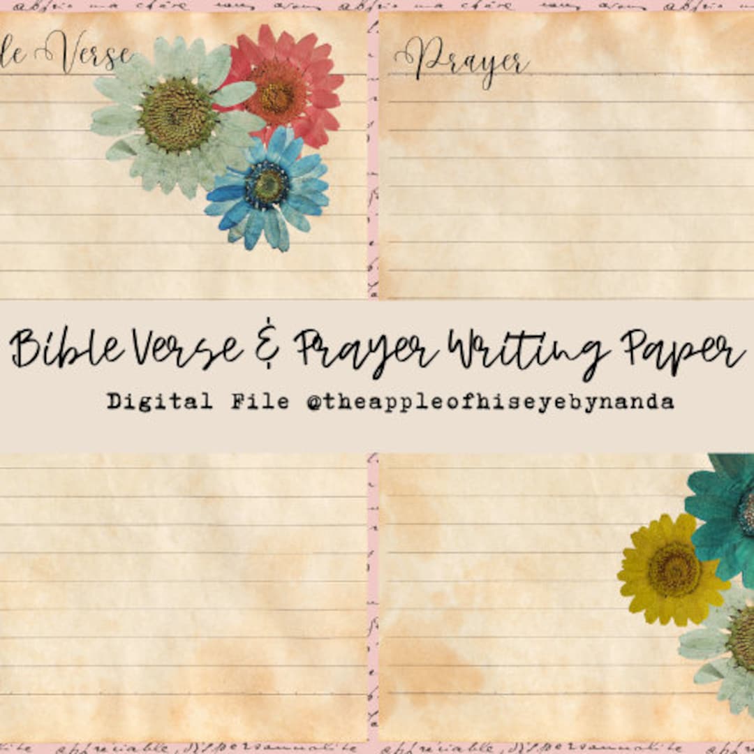 Bible Verse and Prayer Writing Papers/ Scrapbooking Paper/ Vintage ...