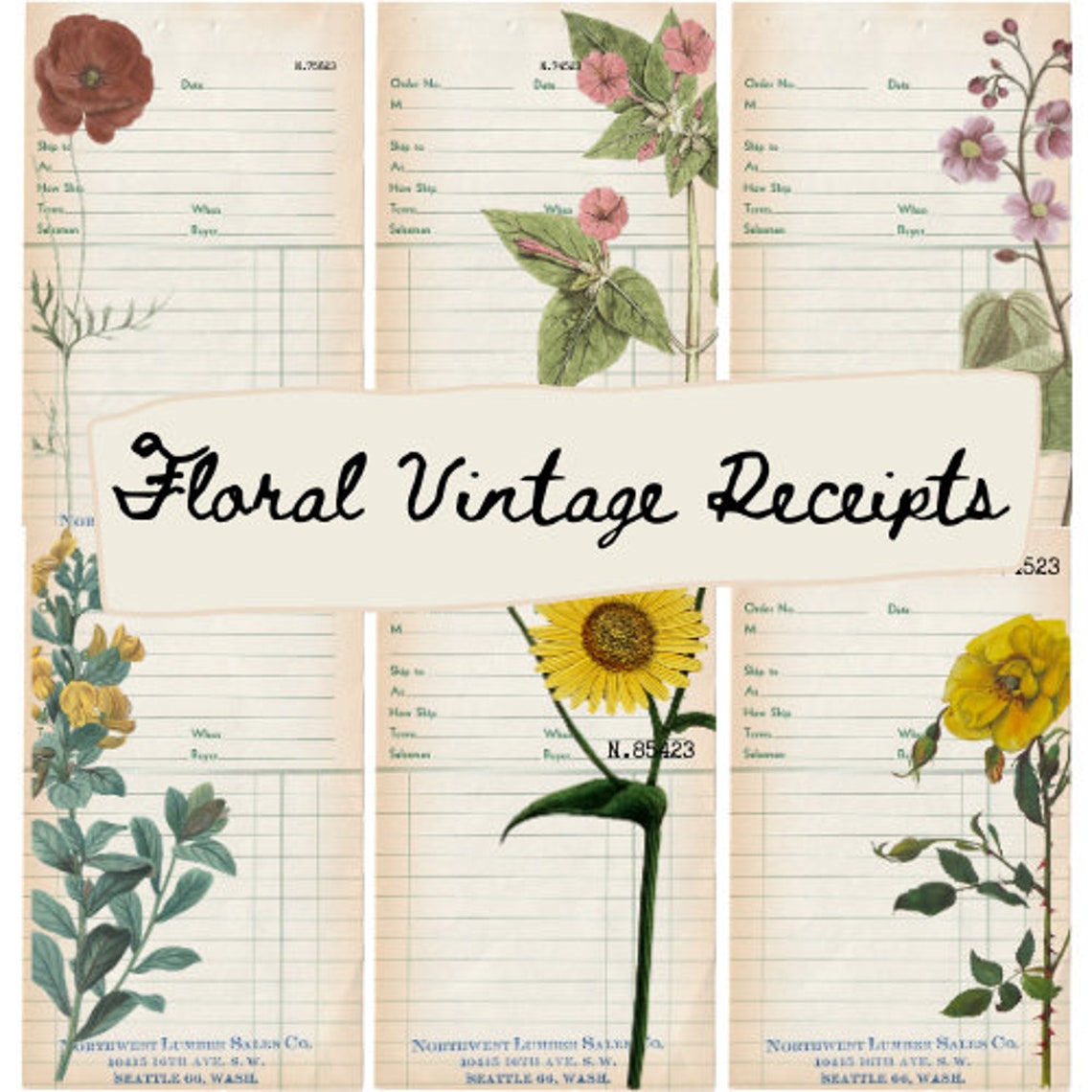 Floral Vintage Receipts - Etsy