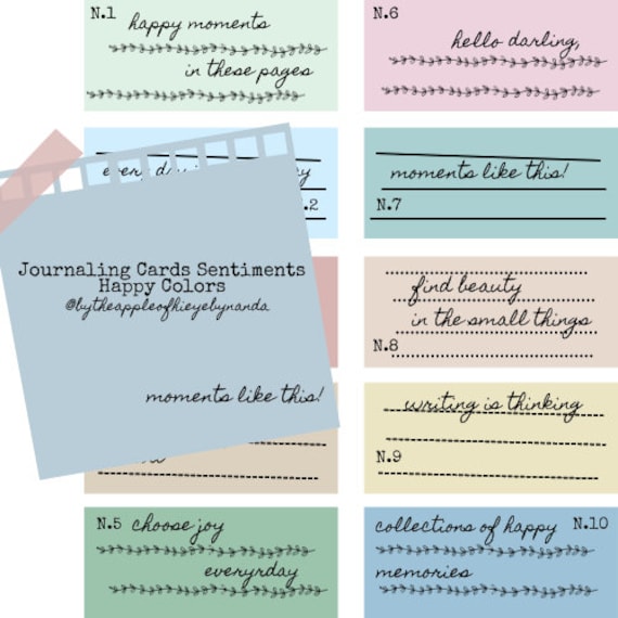 Journaling Cards Sentiments/ Happy Colors | Etsy