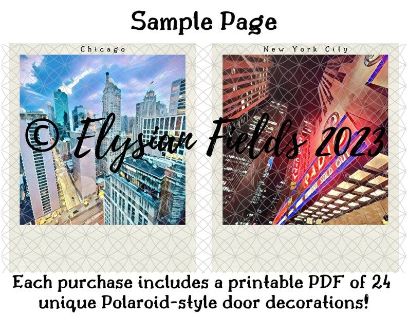 Printable City Polaroid RA Door Decorations - Set of 24 Customizable ...