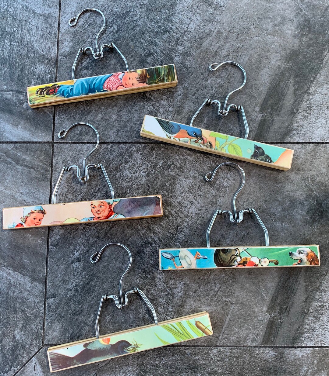 Unique Vintage Storybook Print Hanger - Photo Holder, Wall Hanging ...