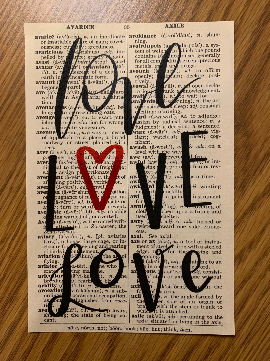 Love Love Love - Dictionary Page Print on Vintage 1924 Webster's ...