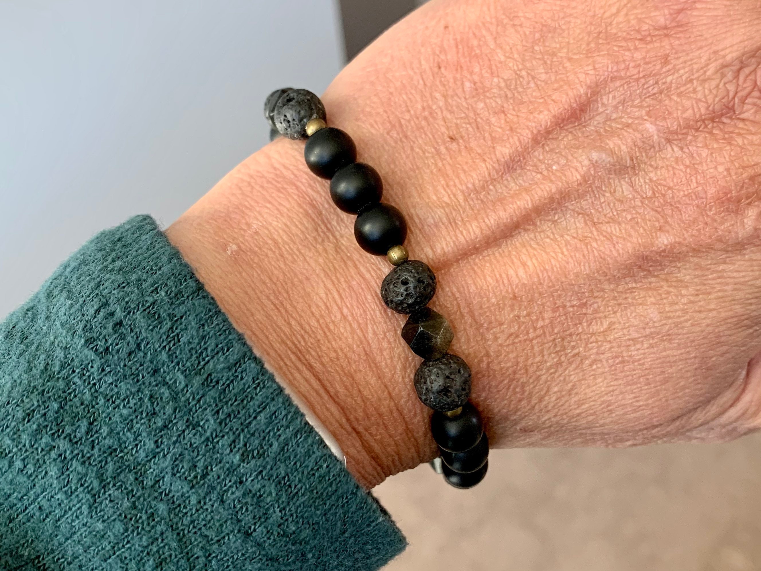 Gender Neutral Black Stretch Bracelet Beaded With Black Onyx - Etsy New ...
