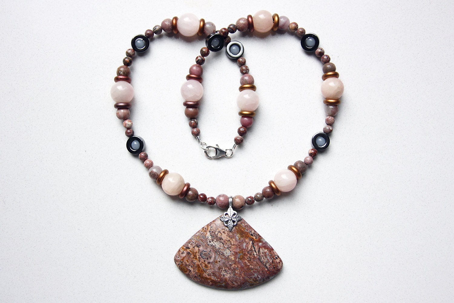 Leopard Skin Jasper Pendant Necklace Beaded With Leopard Skin Jasper ...