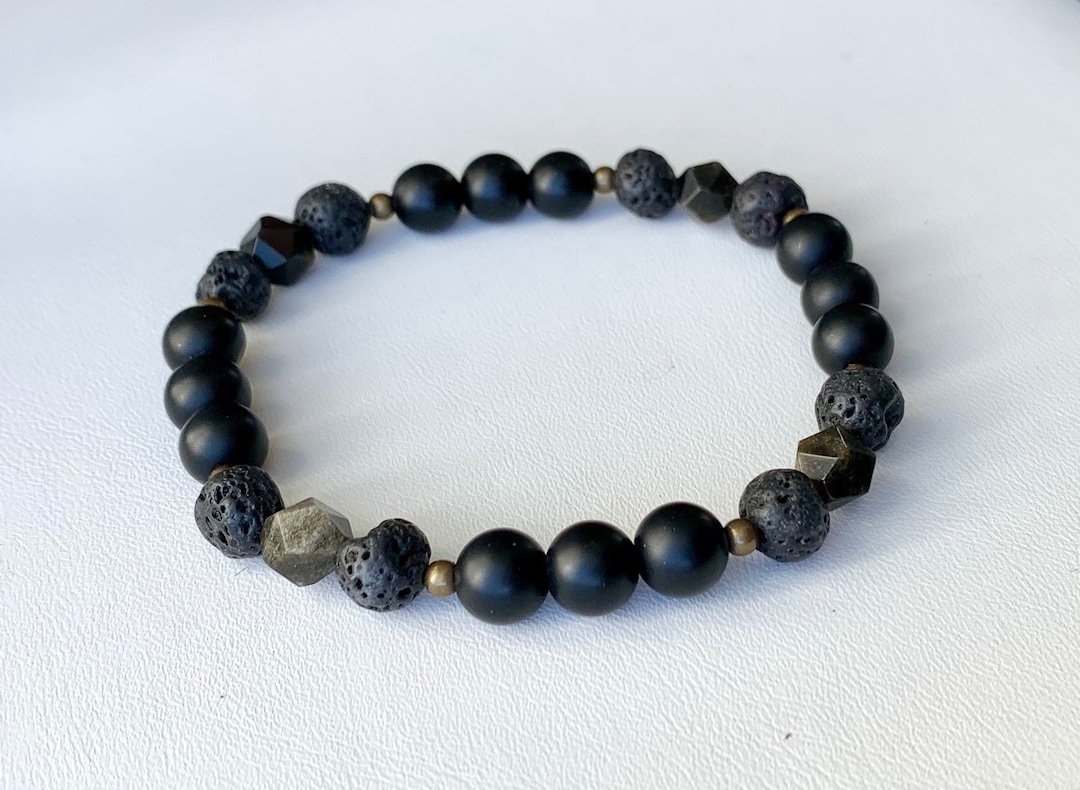 Gender Neutral Black Stretch Bracelet Beaded With Black Onyx - Etsy New ...