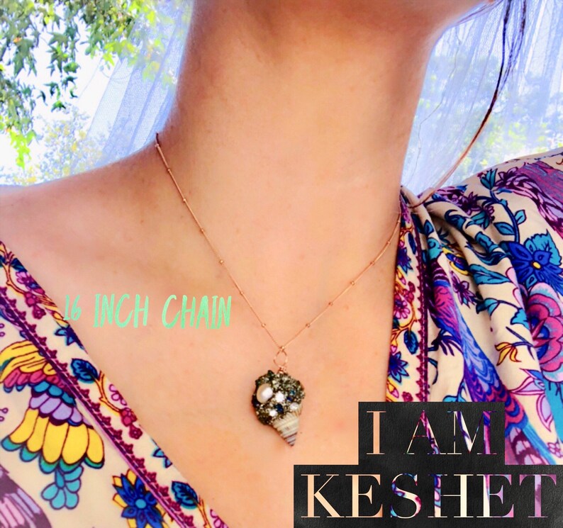 Mermaid Necklace Seashell and Raw Peacock Ore Jewelry - Etsy