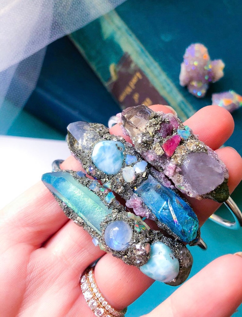 Rainbow Moonstone Bracelet Angel Protection Larimar - Etsy