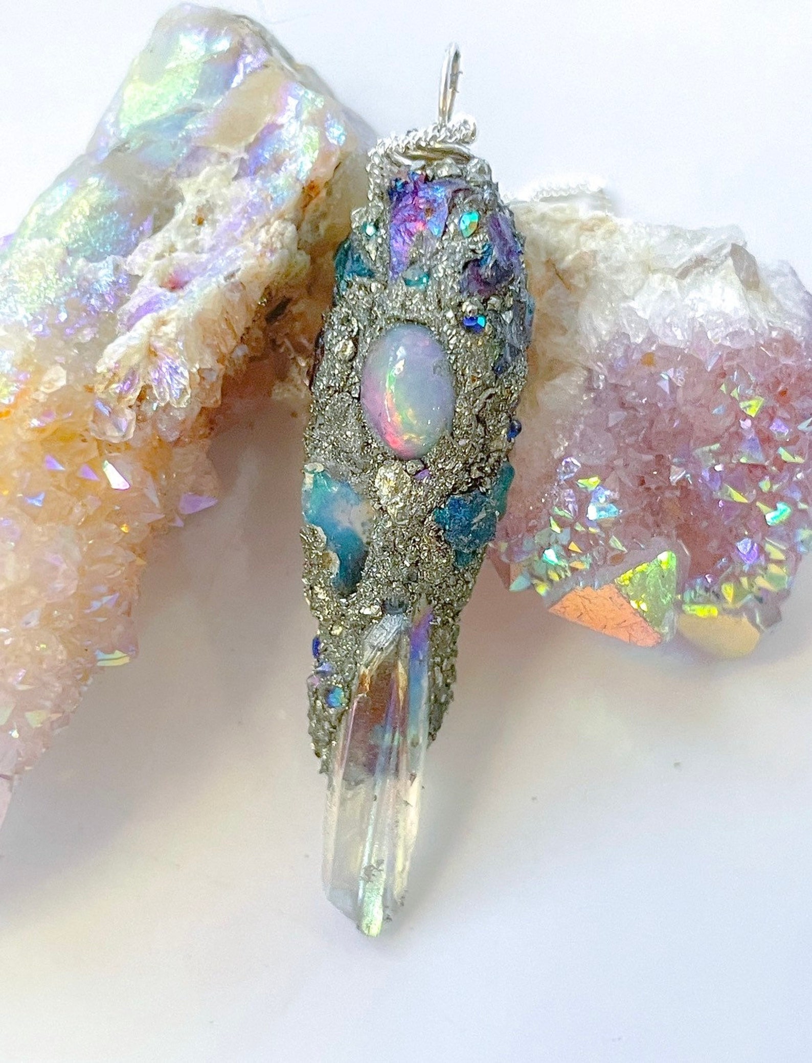 Opal Magic Wand Necklace Opal Angels Sword Necklace October | Etsy