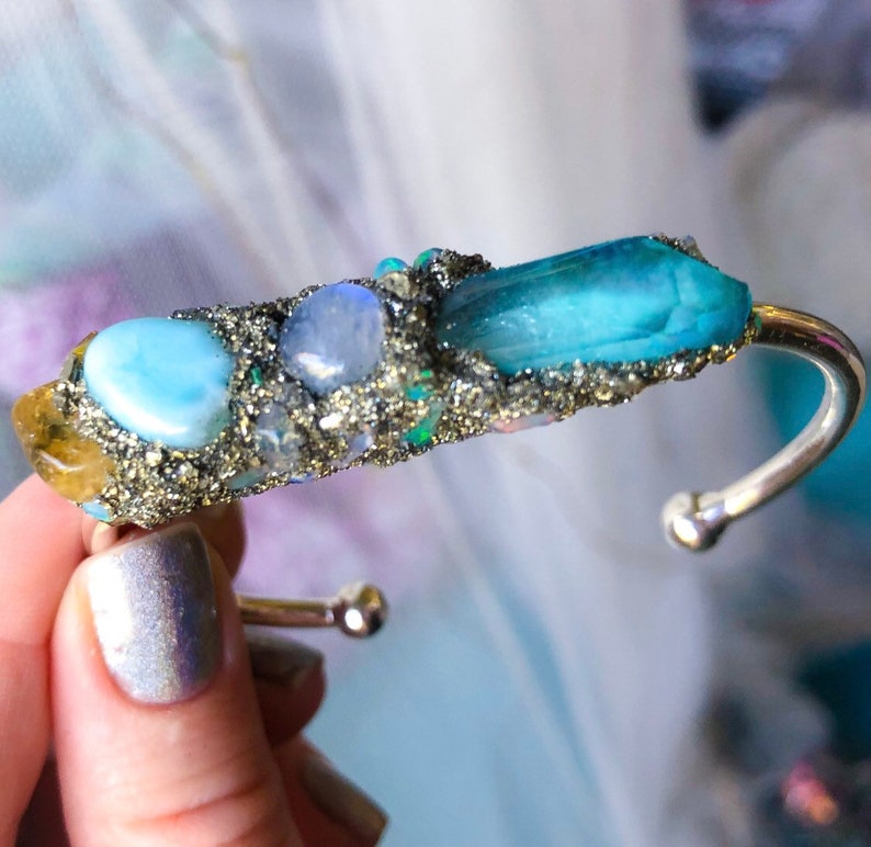 Rainbow Moonstone Bracelet Angel Protection Larimar - Etsy