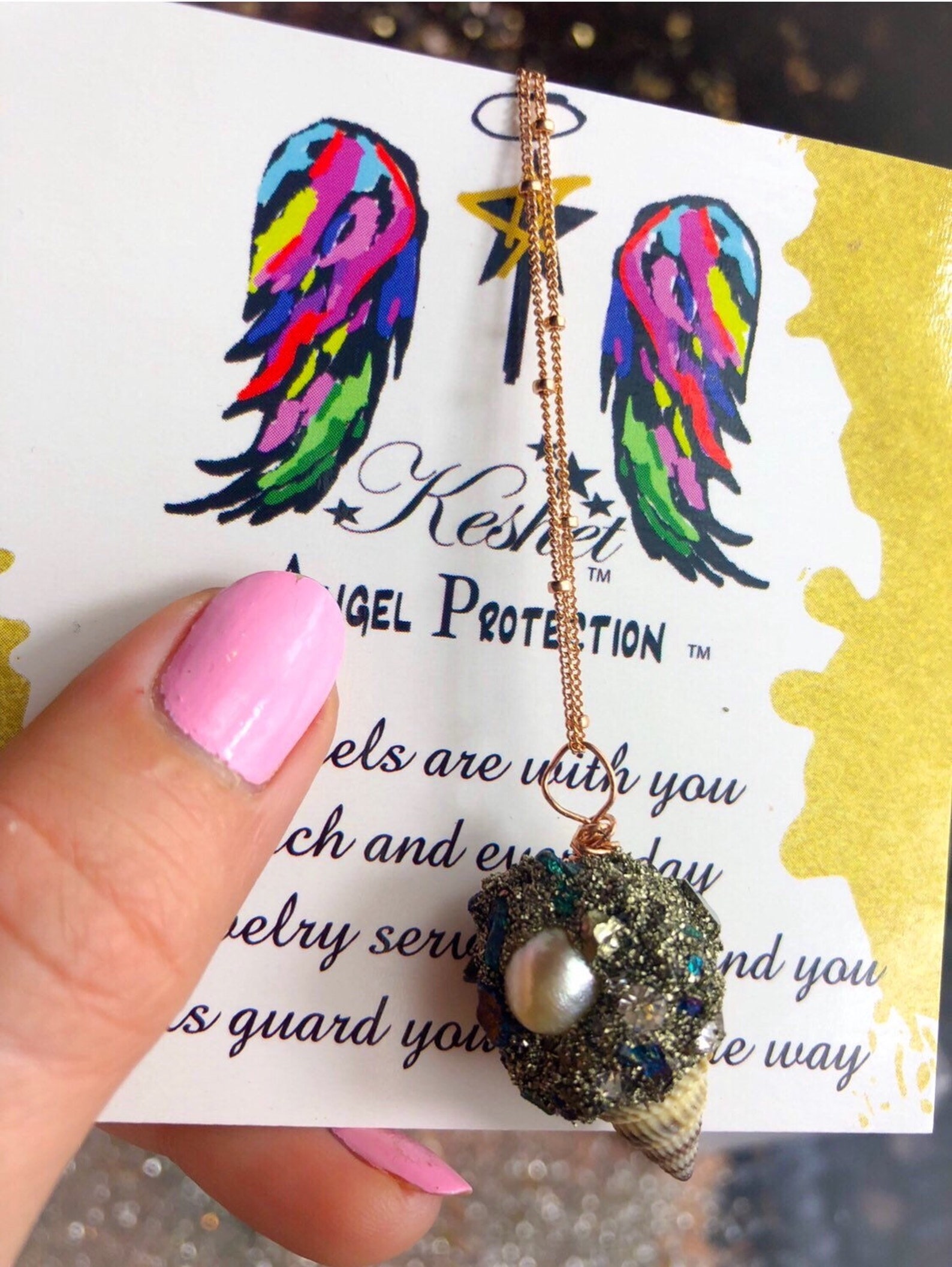 Mermaid Necklace Seashell and Raw Peacock Ore Jewelry | Etsy