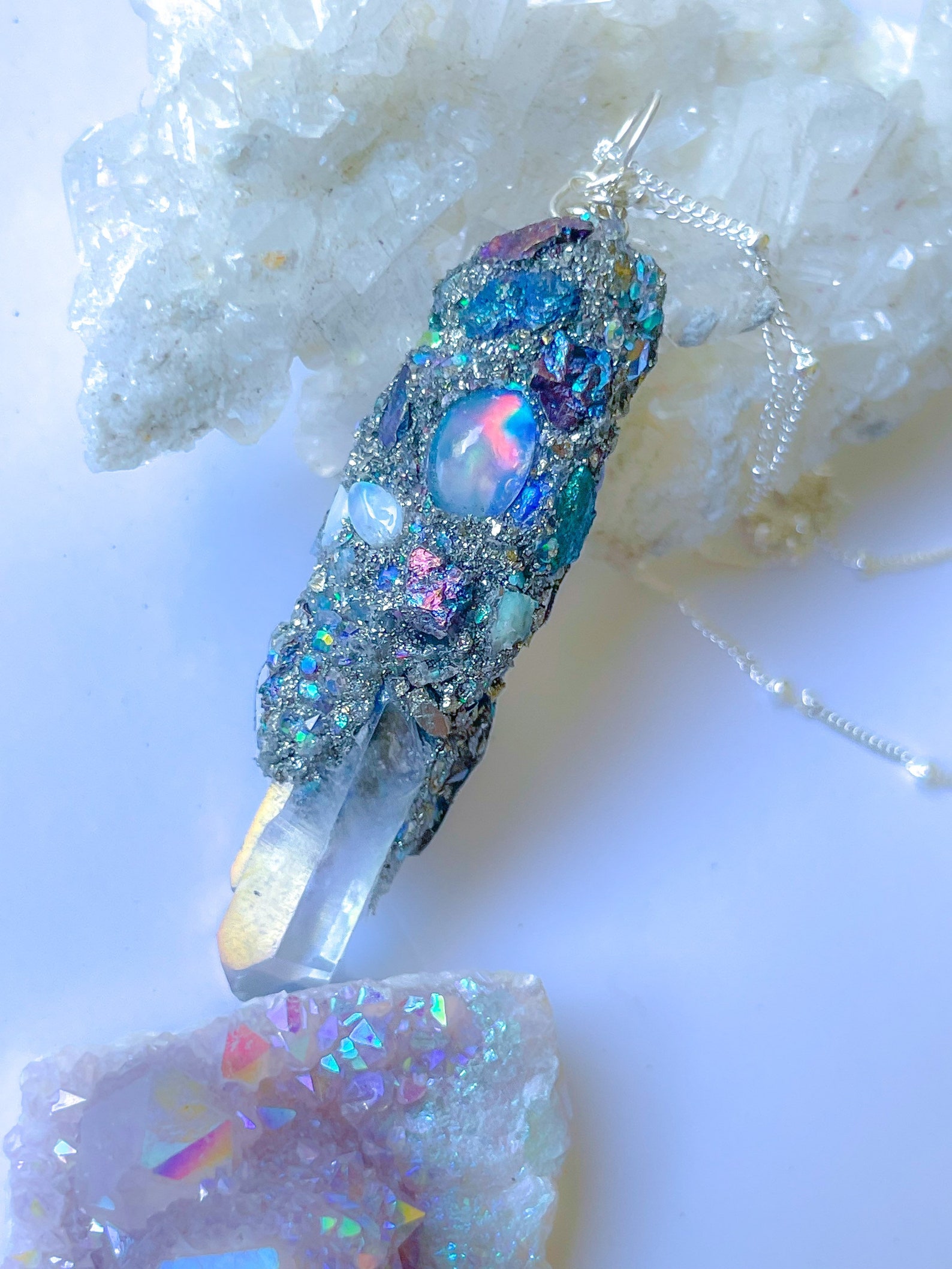 Opal Magic Wand Necklace Opal Angels Sword Necklace October - Etsy