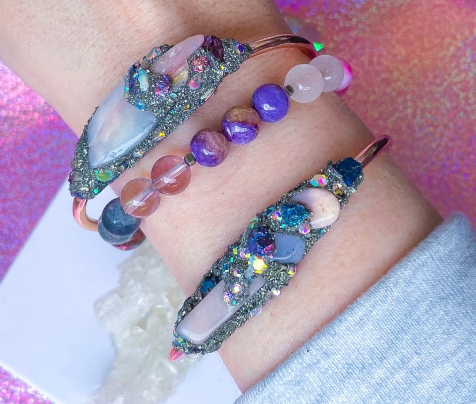 October Birthstone Birthday Gift Pink Opal Bracelet | Etsy