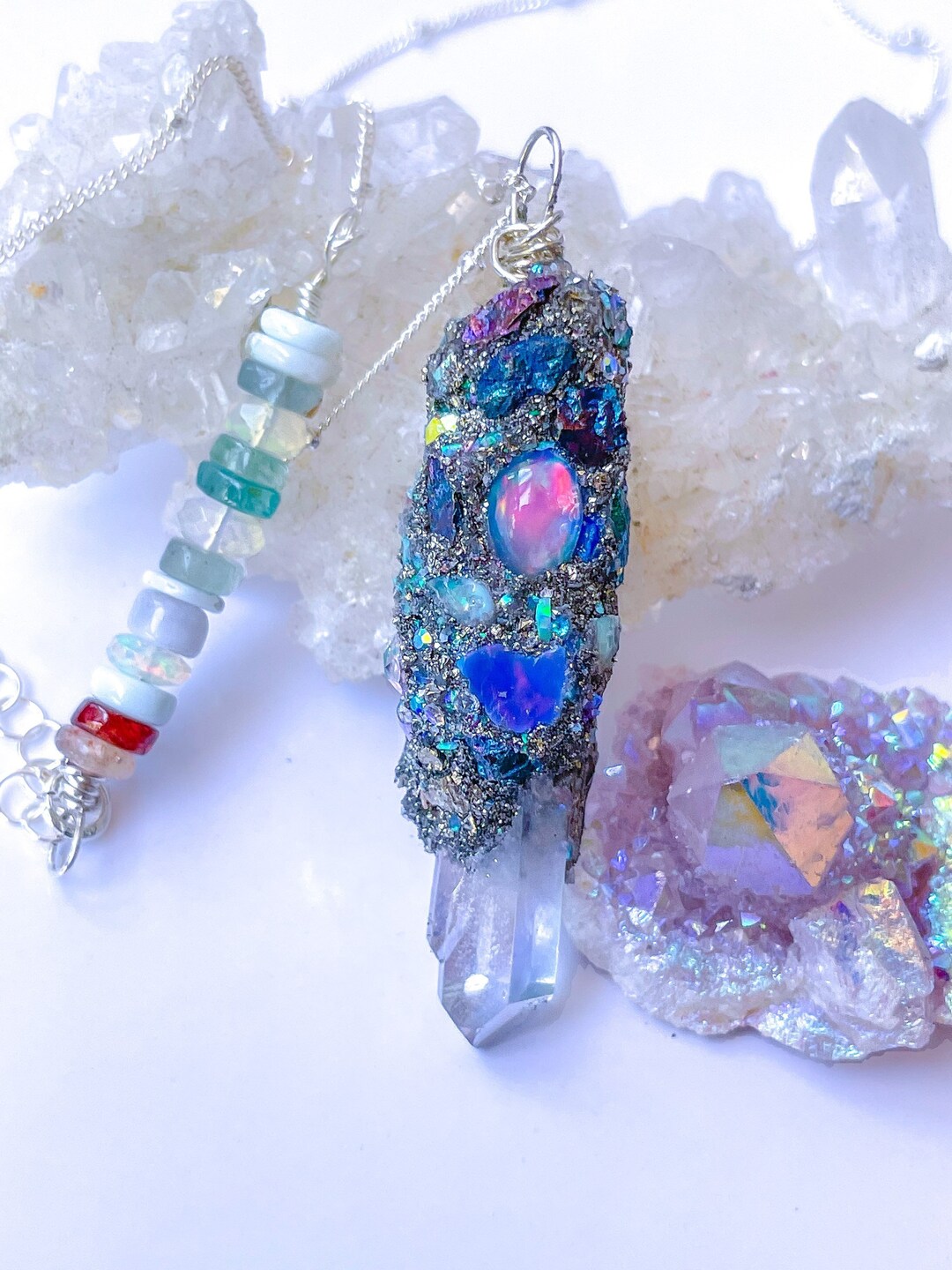 Opal Magic Wand Necklace, Opal Angels Sword Necklace, October Birthday ...