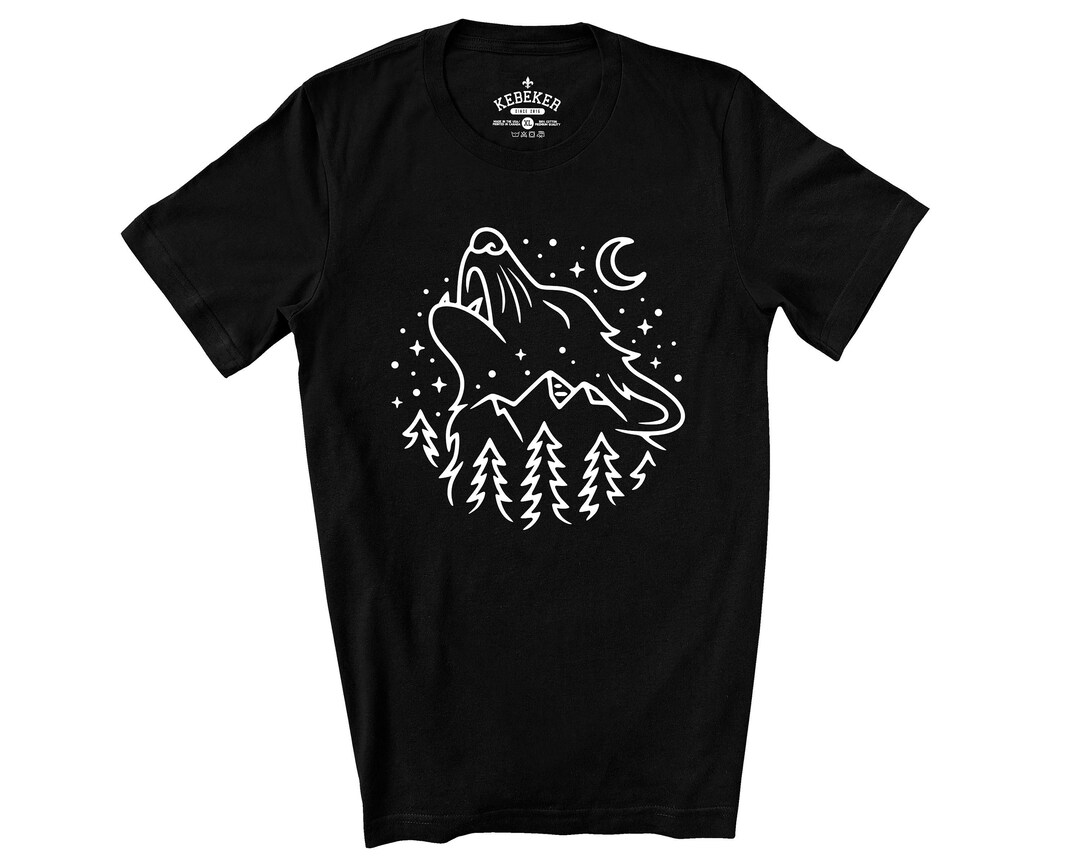 Howling Wolf T-shirt, Wolf Pack, Team Shirts, Wolf Shirt, Starry Night ...