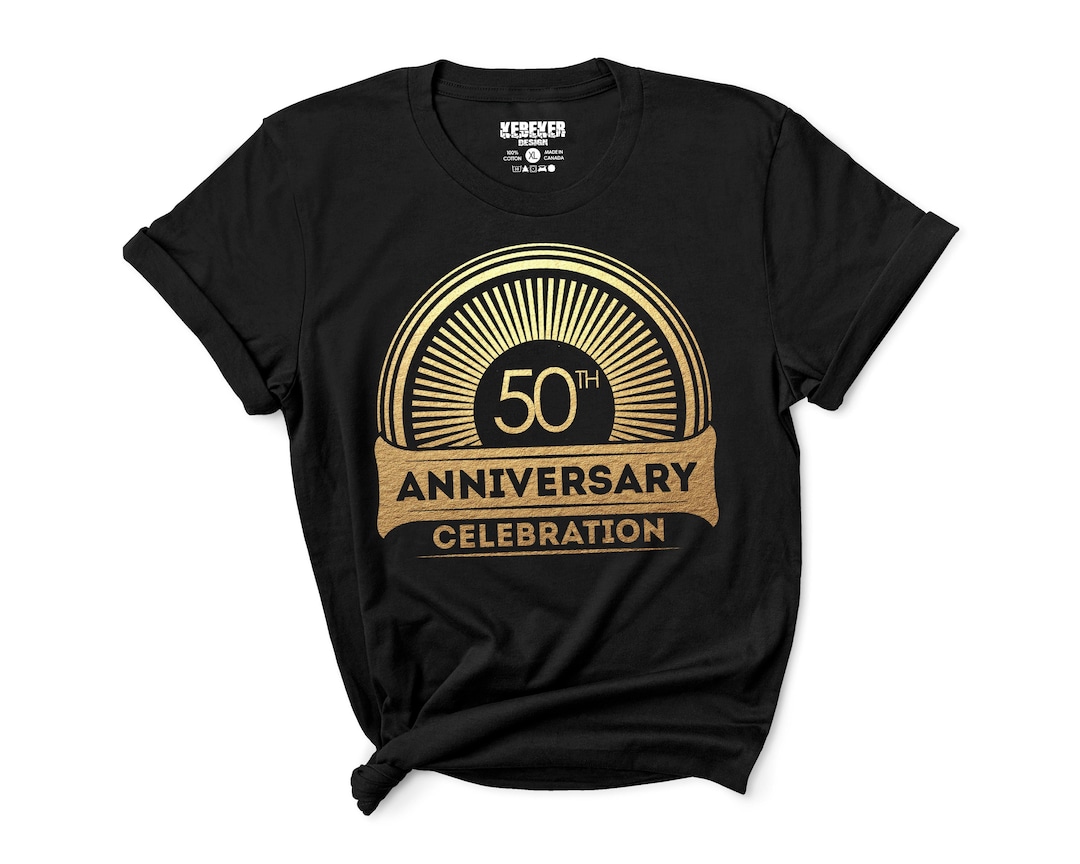 50th Anniversary T-shirt, Gold Print, Vintage Style, 50th Birthday ...