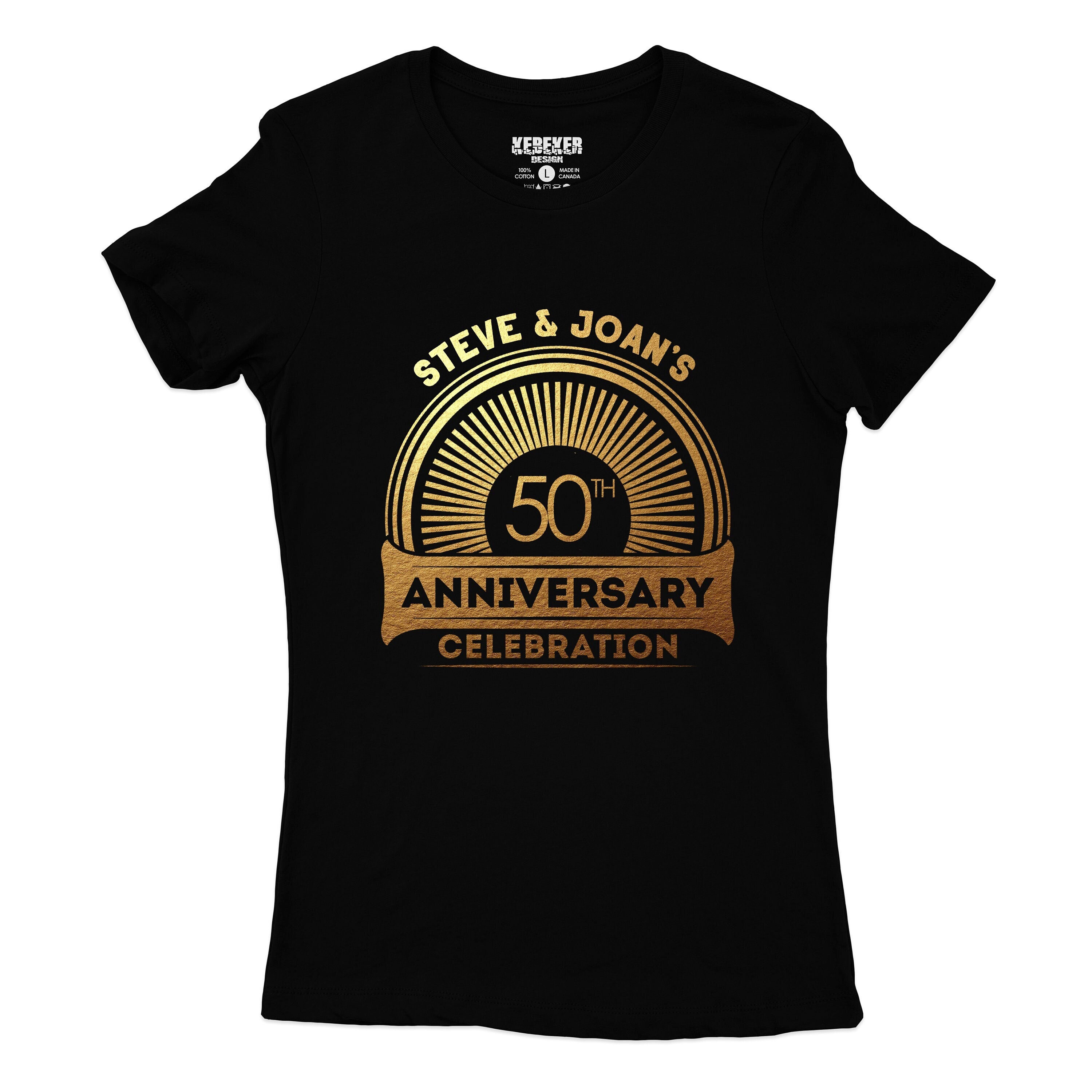 Custom 50th Anniversary T-shirt, Customized Wedding Shirts, Gold Print ...