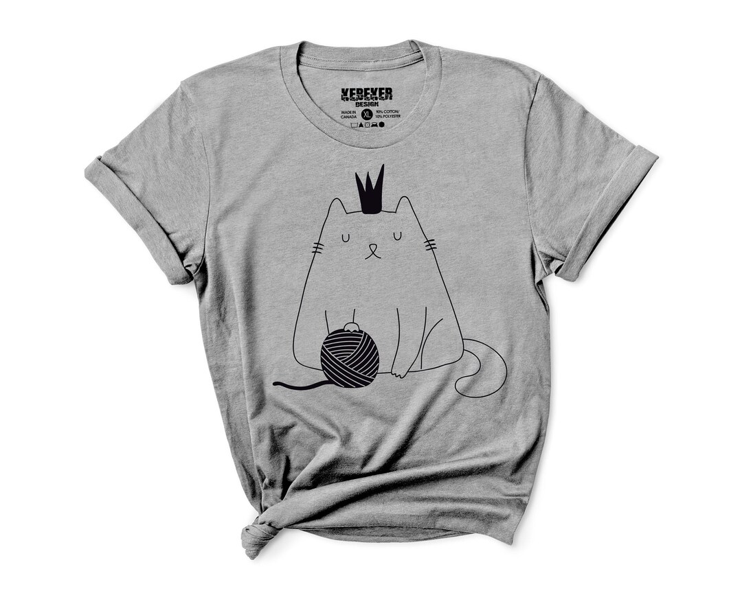T-Shirt Le Chat est Roi, Cat Shirt, Funny Shirts, Crown Cat T-Shirt ...