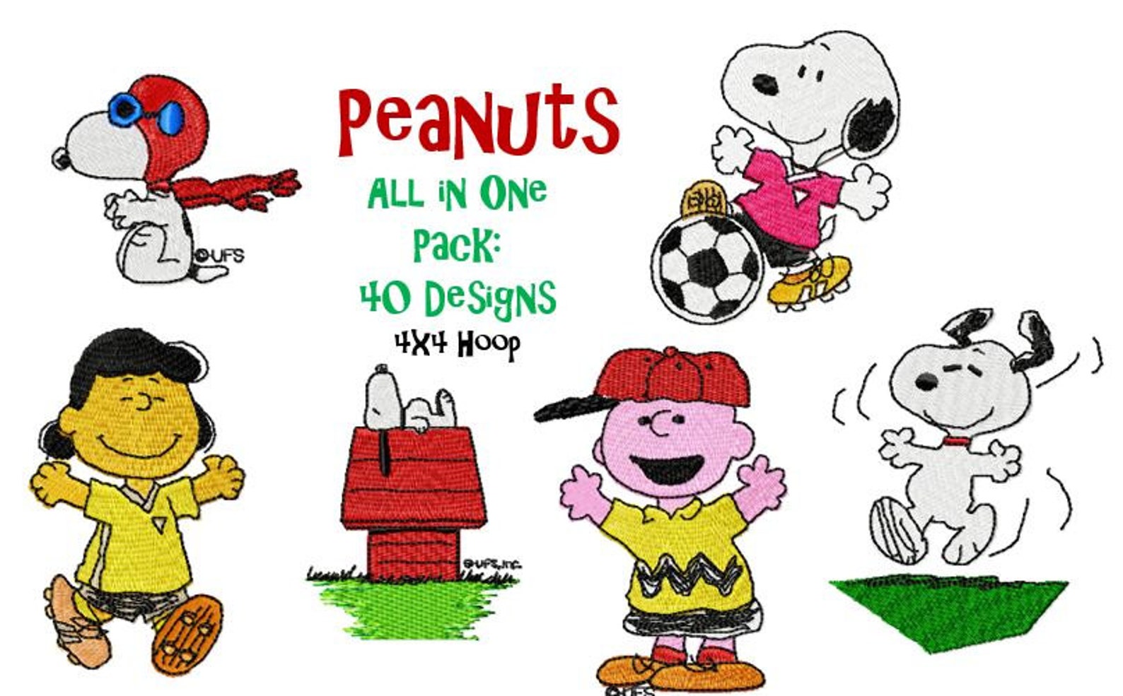 Peanuts Snoopy Embroidery Design Pack Cartoon Character | Etsy