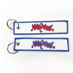 100 Personalized Embroidered Key Tags , Double Sided Embroidered ...