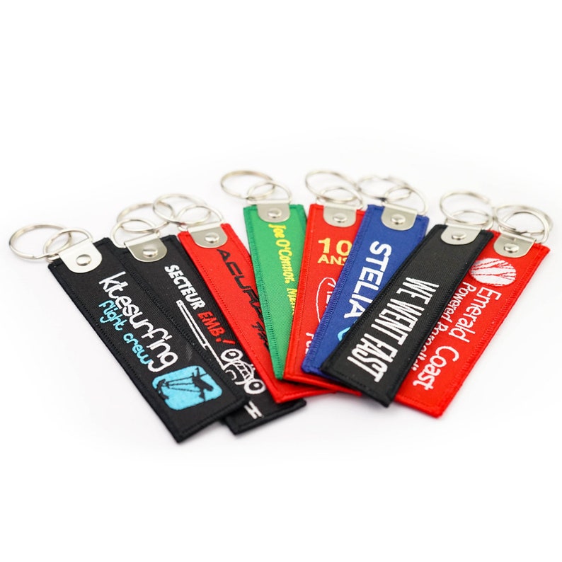 100 Personalized Embroidered Key Tags Double Sided - Etsy