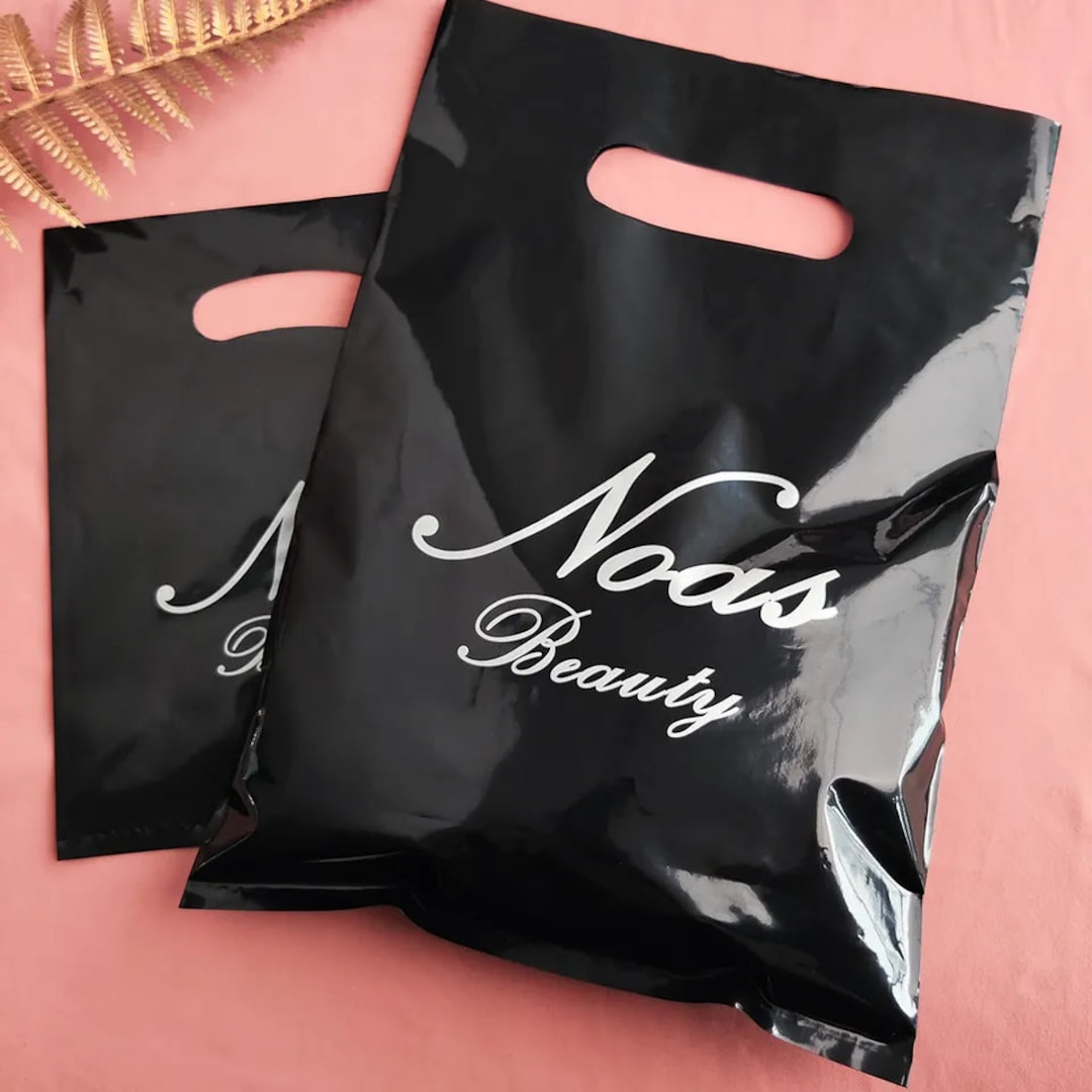 50-1000pcs Custom Black Plastic Shopping Bag，custom Boutique Bag, High ...