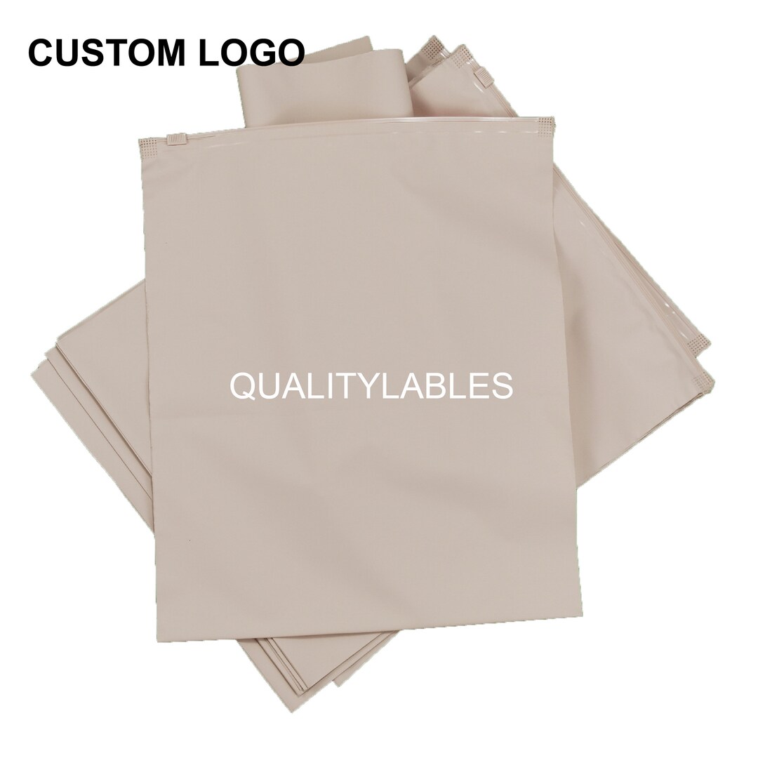 100-1000 CUSTOM Dark Beige Frosted Zip Bags, Black Zip Bag, High ...