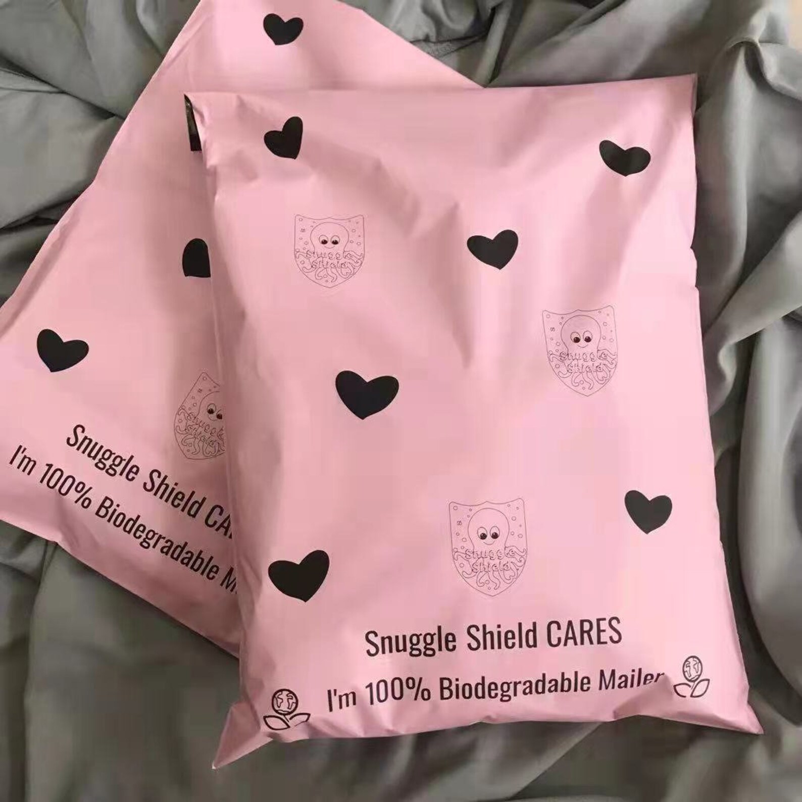 100pcs Pink Poly Bags With Logo Printedmailing Bags for - Etsy