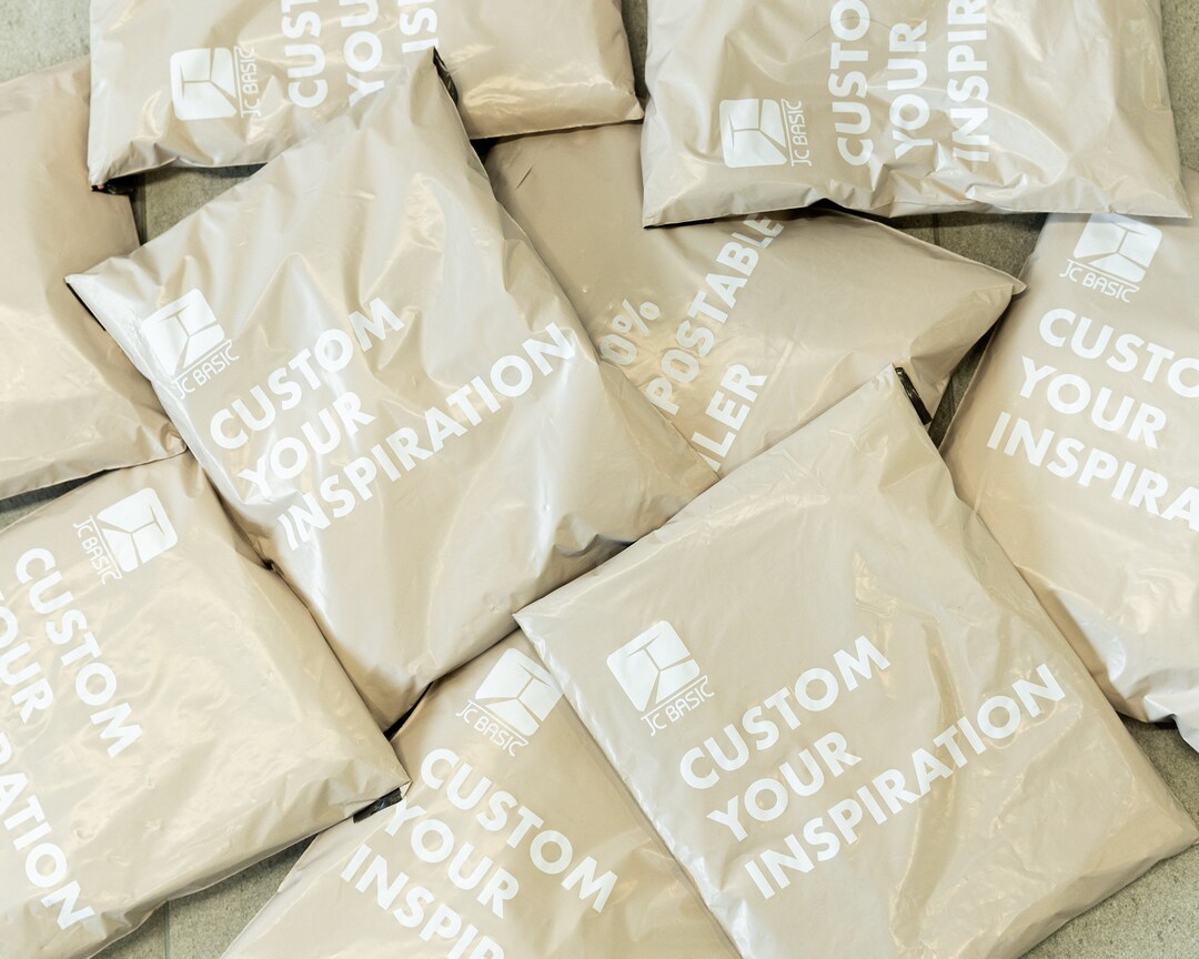 50-1000 Custom Cream Beige Biodegradable Poly Mailers Bag, Custom ...