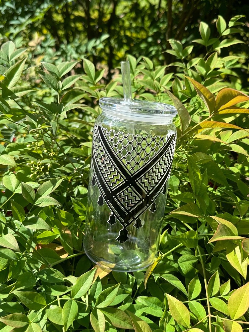 Keffiyeh Shemagh Hatta 16oz Transparent Acrylic Libby Can W/pp Lids - Etsy