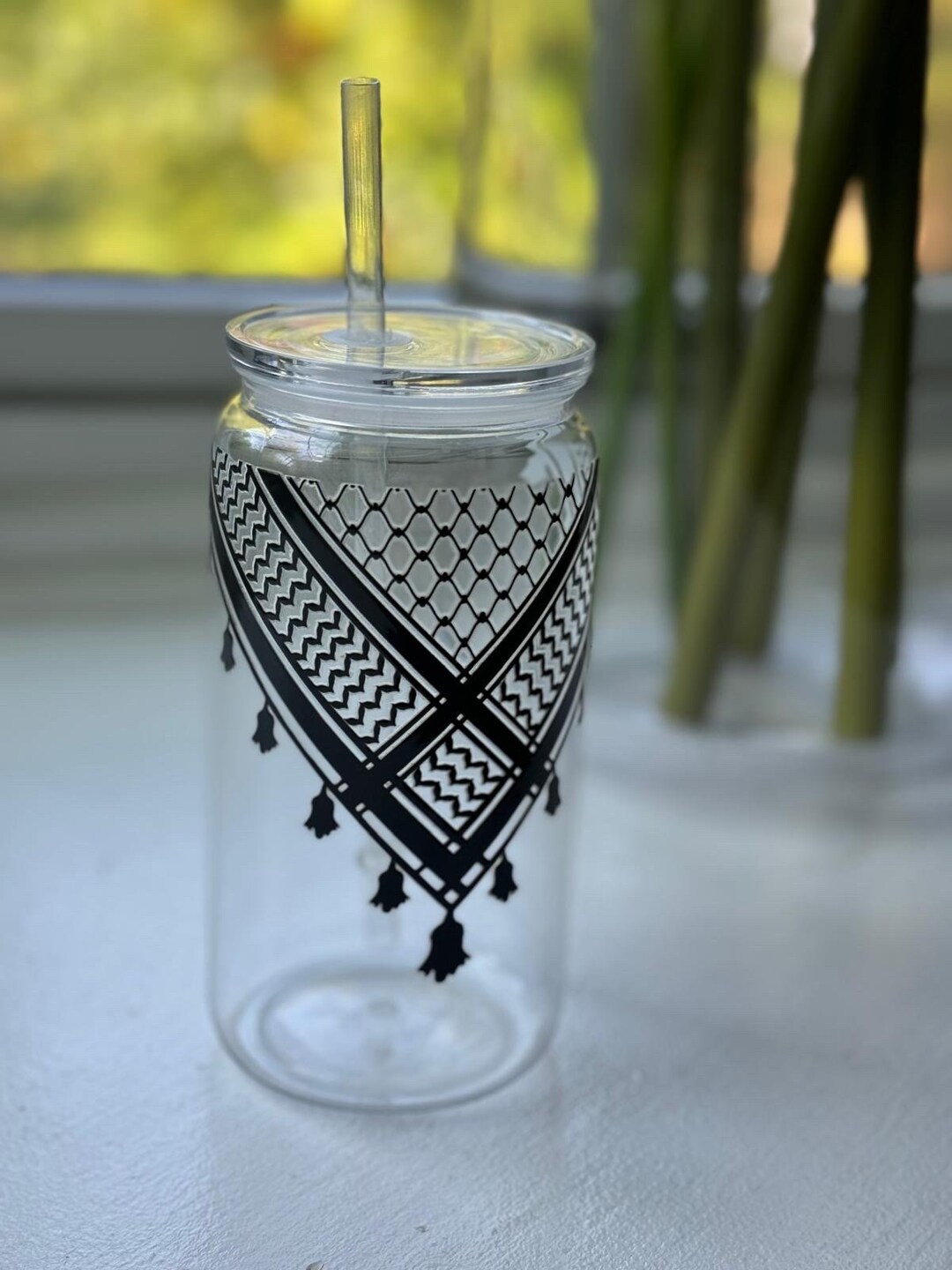 Keffiyeh Shemagh Hatta 16oz Transparent Acrylic Libby Can W/pp Lids - Etsy