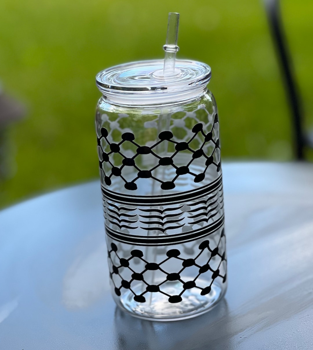 Keffiyeh Shemagh Hatta 16oz Transparent Acrylic Libby Can W/pp Lids - Etsy