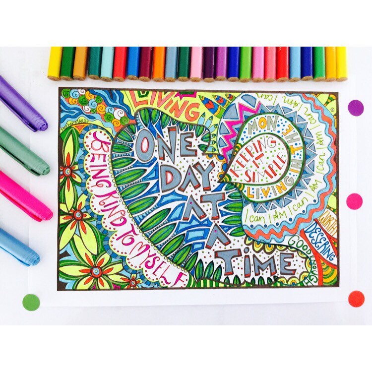 One Day At A Time Coloring page download Adult coloring page | Etsy