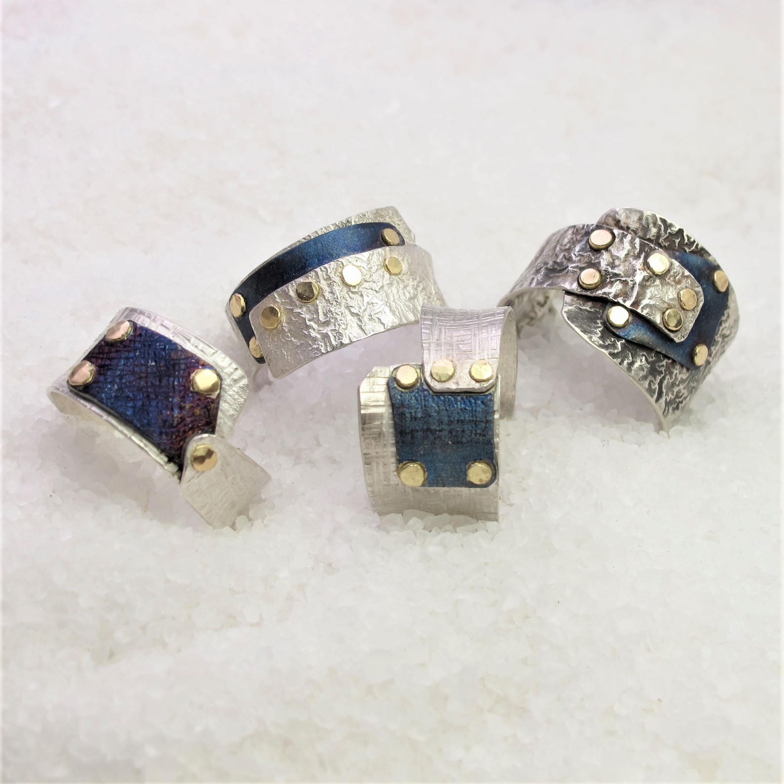 Steampunk Ring Man Silver Gold Titanium Blue - Etsy