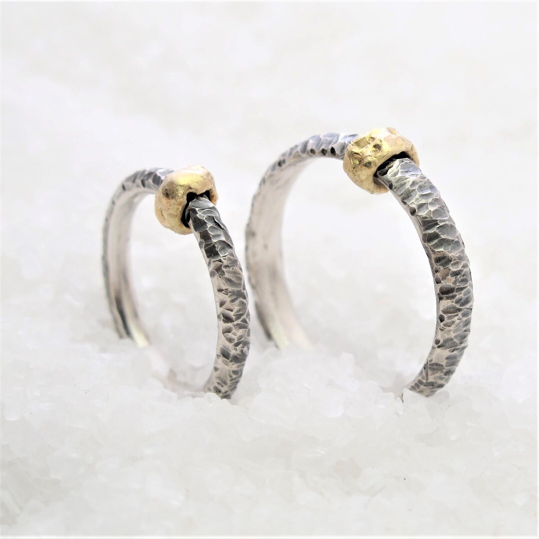 Set Wedding Rings, Black and Gold Oxidized Silver Outlander Rings. - Etsy