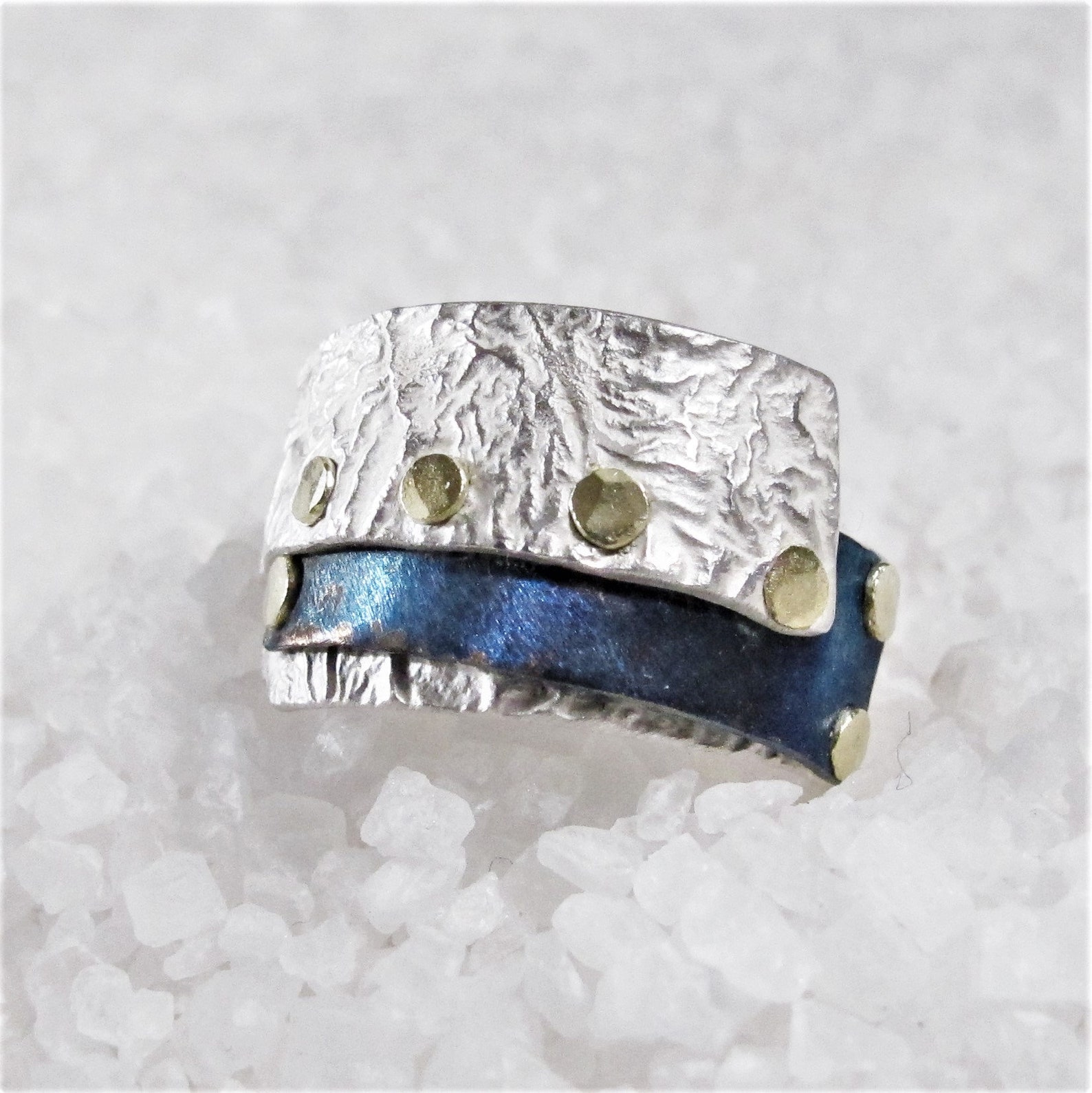 Steampunk Ring Man Silver Gold Titanium Blue - Etsy