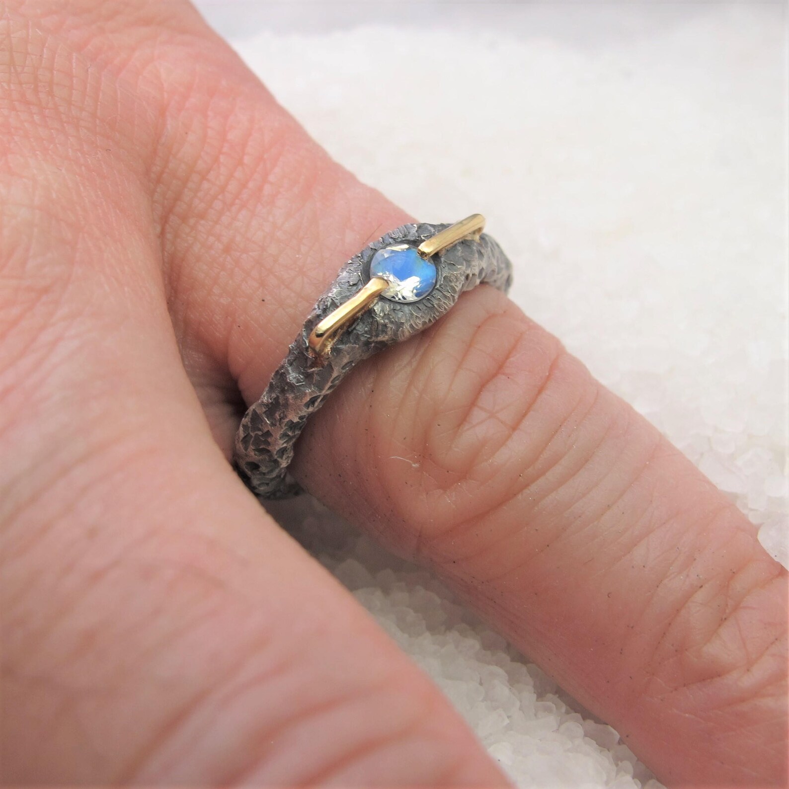 Moonstone Engagement Ring Rustic Organic Forged | Etsy