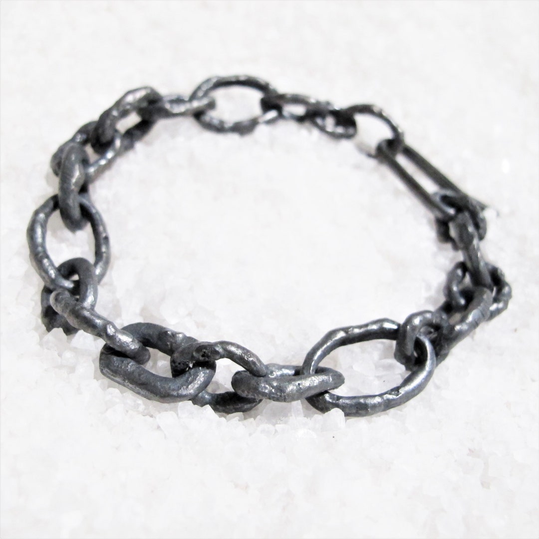 Pulsera pesada 40 gramos de plata rústica para hombre - Etsy España