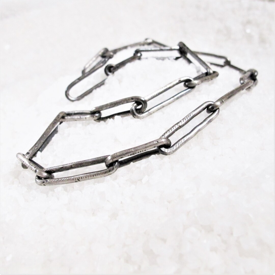 Men's Rustic Organic Silver Chain Necklace, Discreet Brutalist Necklace ...