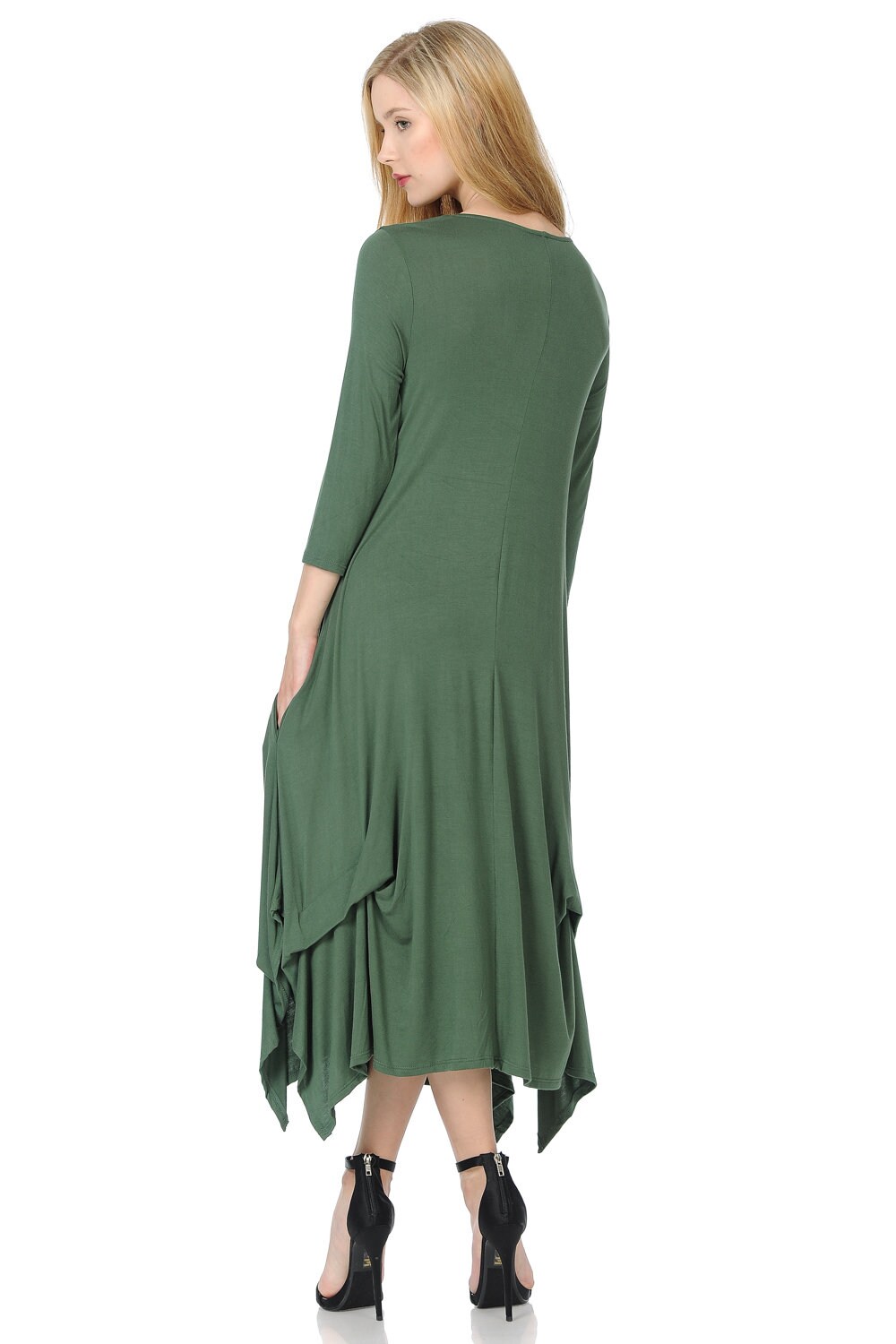 Handkerchief Dress With Pockets Olive - Etsy