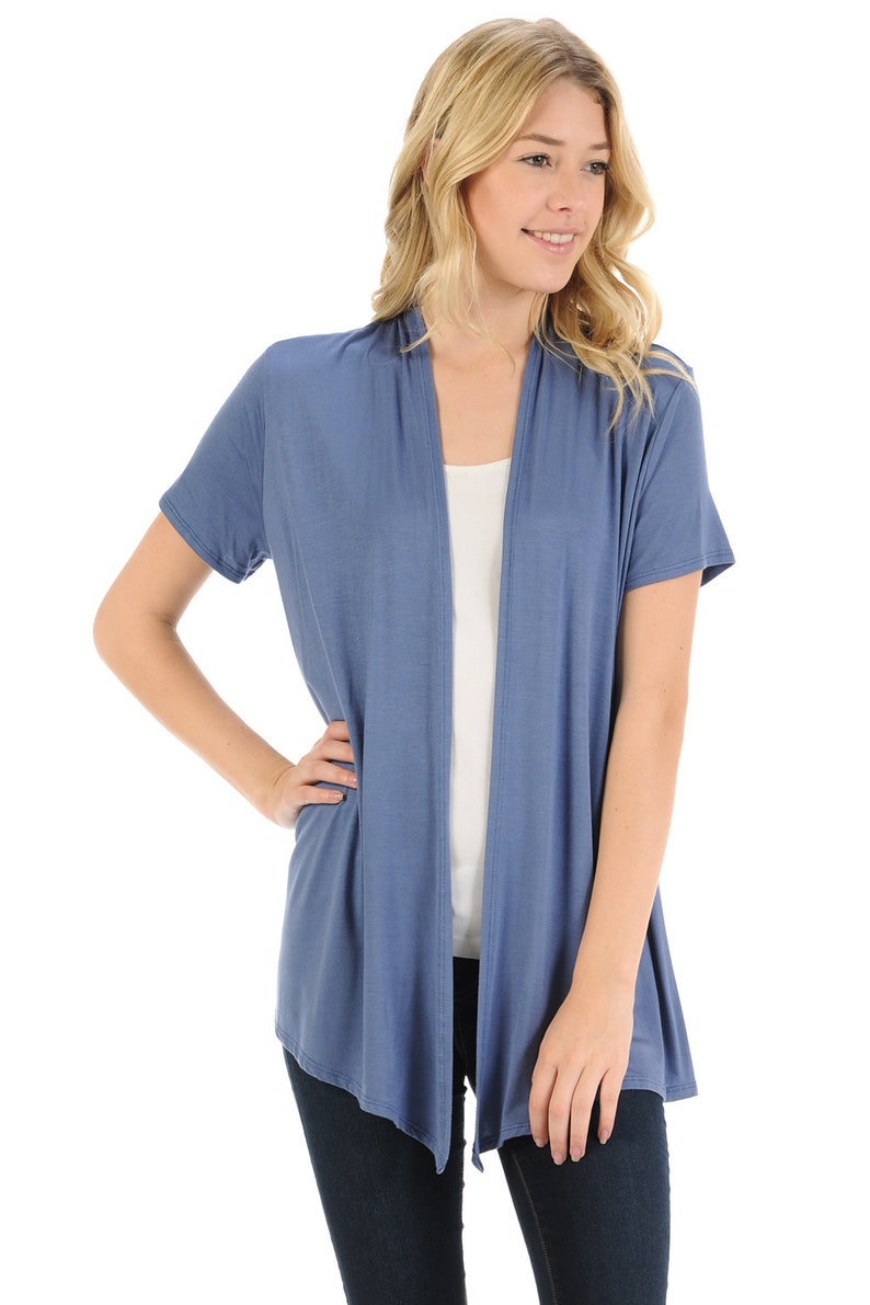 Short Sleeve Open Front Vest Denim - Etsy