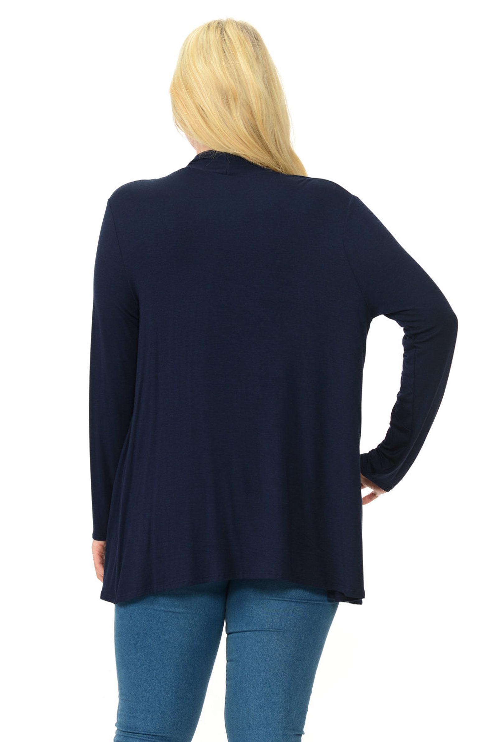 Plus Size Long Sleeve Jersey Cardigan Navy - Etsy