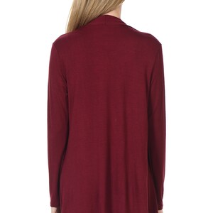 Solid Rayon Spandex Long Sleeve Jersey Cardigan Sweater Burgundy - Etsy