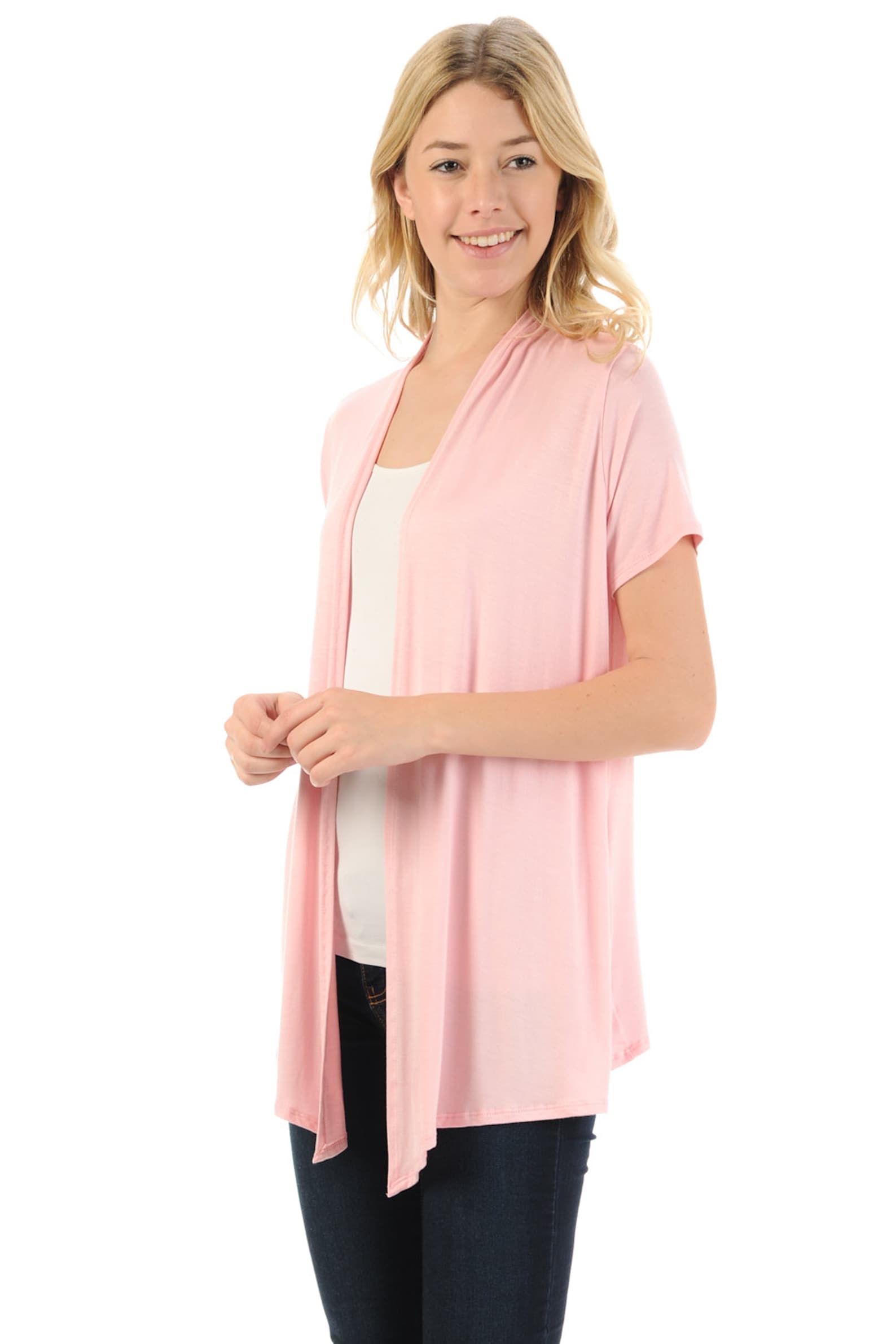 Short Sleeve Open Front Vest Pink - Etsy